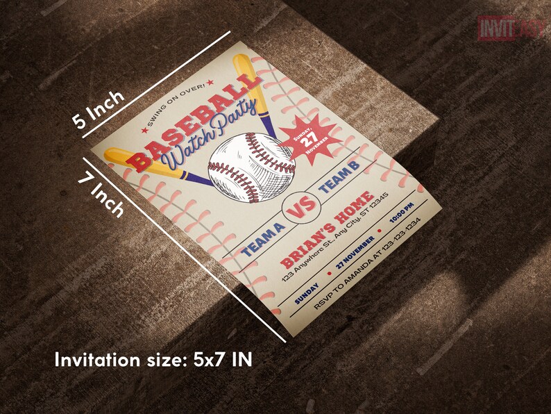 Printable Baseball Birthday Party Invitation, Editable Baseball Game ...