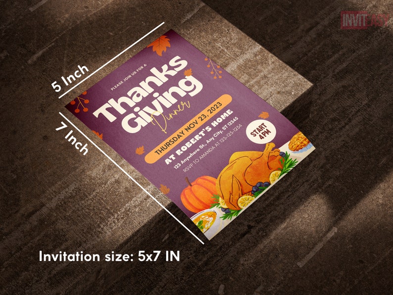 Editable Thanksgiving Dinner Invitation, Printable Digital Fall Harvest ...