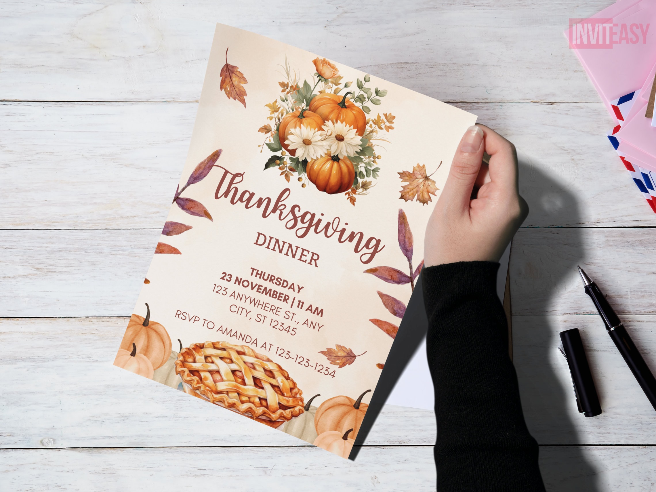 Printable Thanksgiving Dinner Invitation, Editable Digital ...