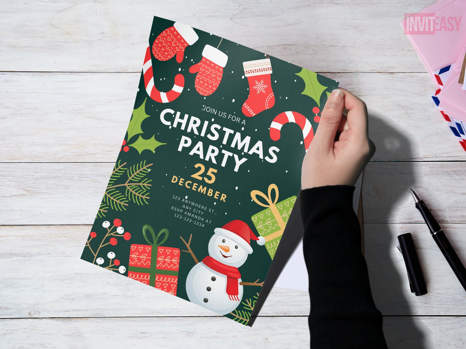 Editable Christmas Party Invitation, Printable Christmas Party Flyer ...