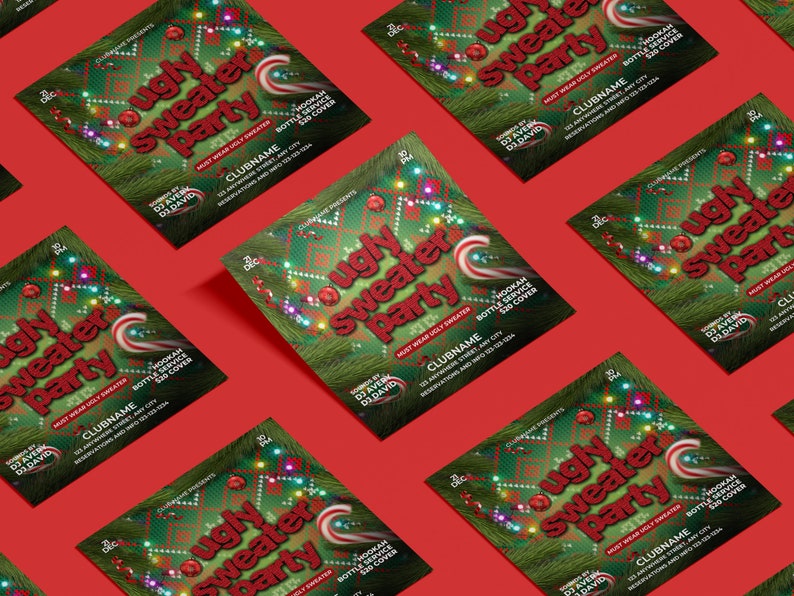 Editable Ugly Sweater Party Invitation Flyer, Printable Ugly Sweater ...