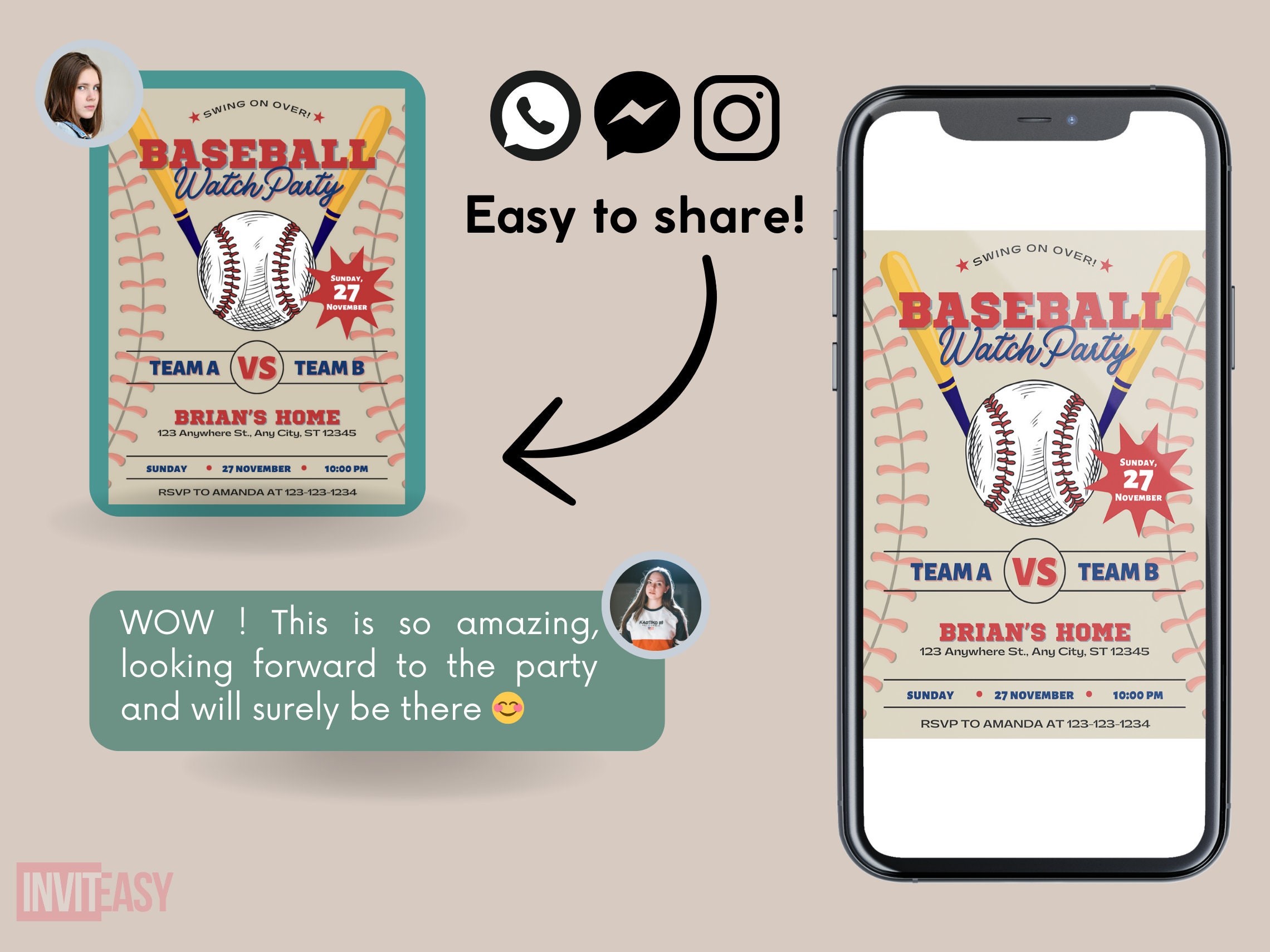 Printable Baseball Birthday Party Invitation, Editable Baseball Game ...