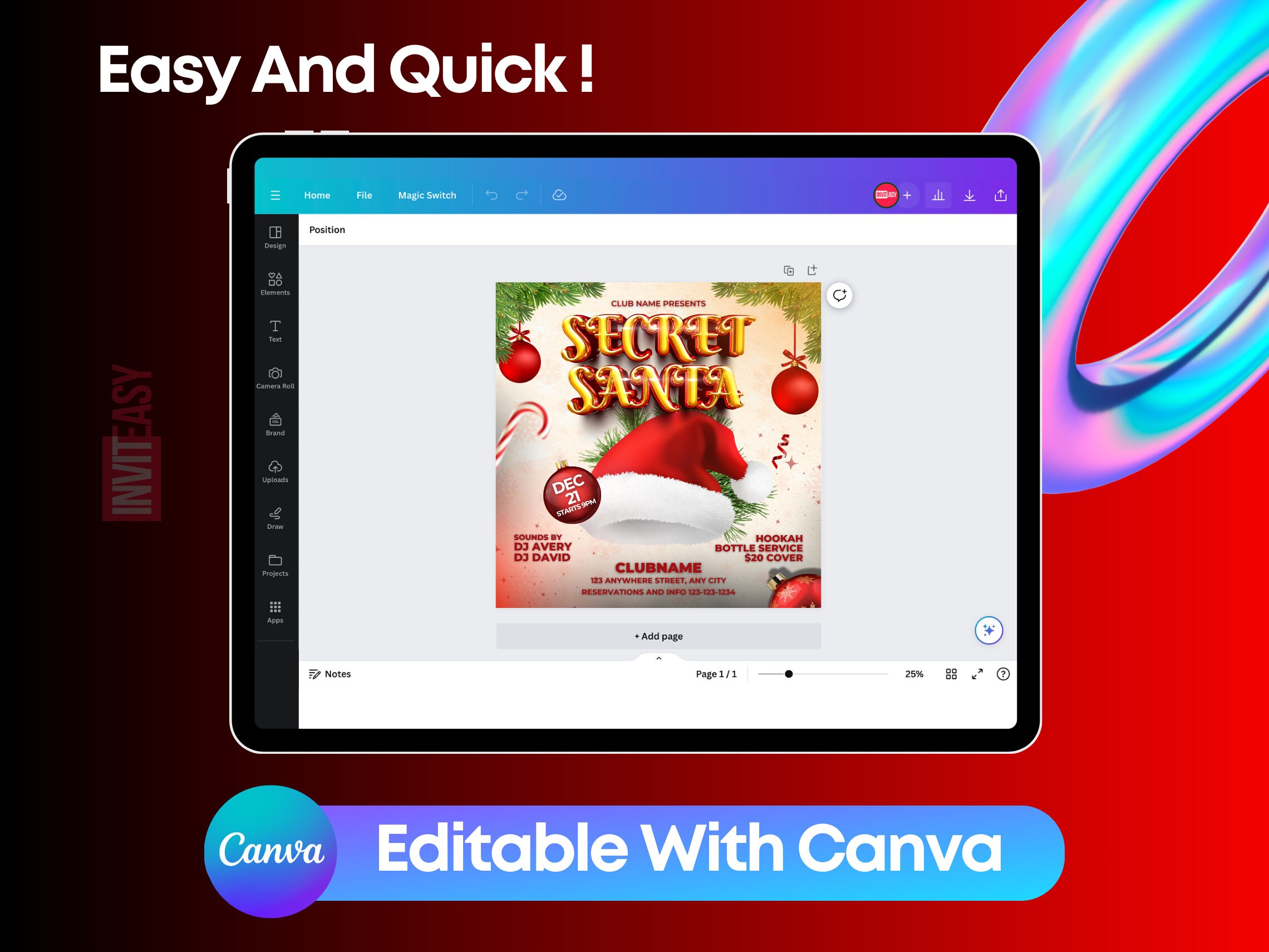 Editable Secret Santa Party Invitation Flyer, Printable Secret Santa ...