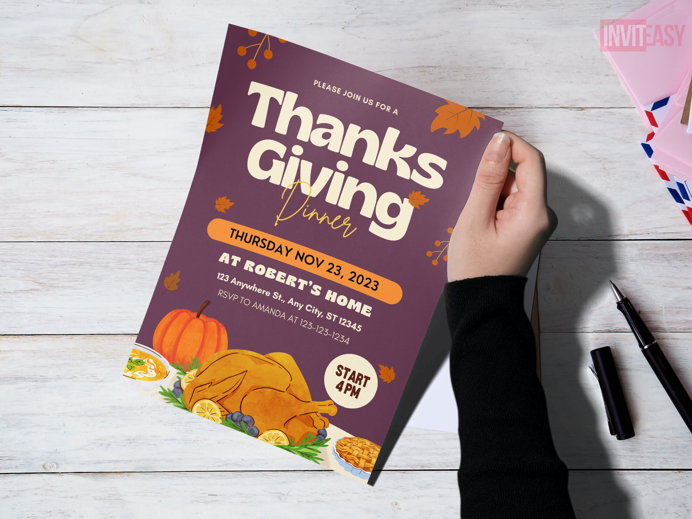 Editable Thanksgiving Dinner Invitation Printable Digital - Etsy