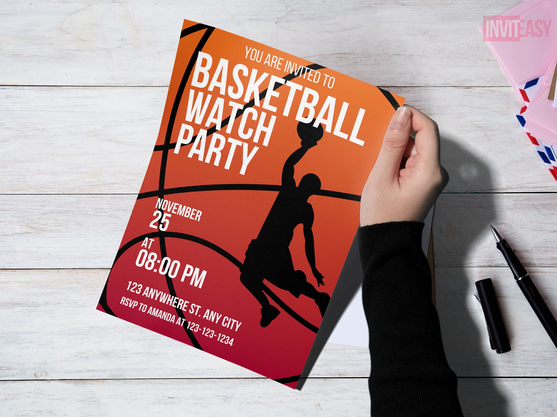 Editable Basketball Watch Party Invitation Template, Printable ...