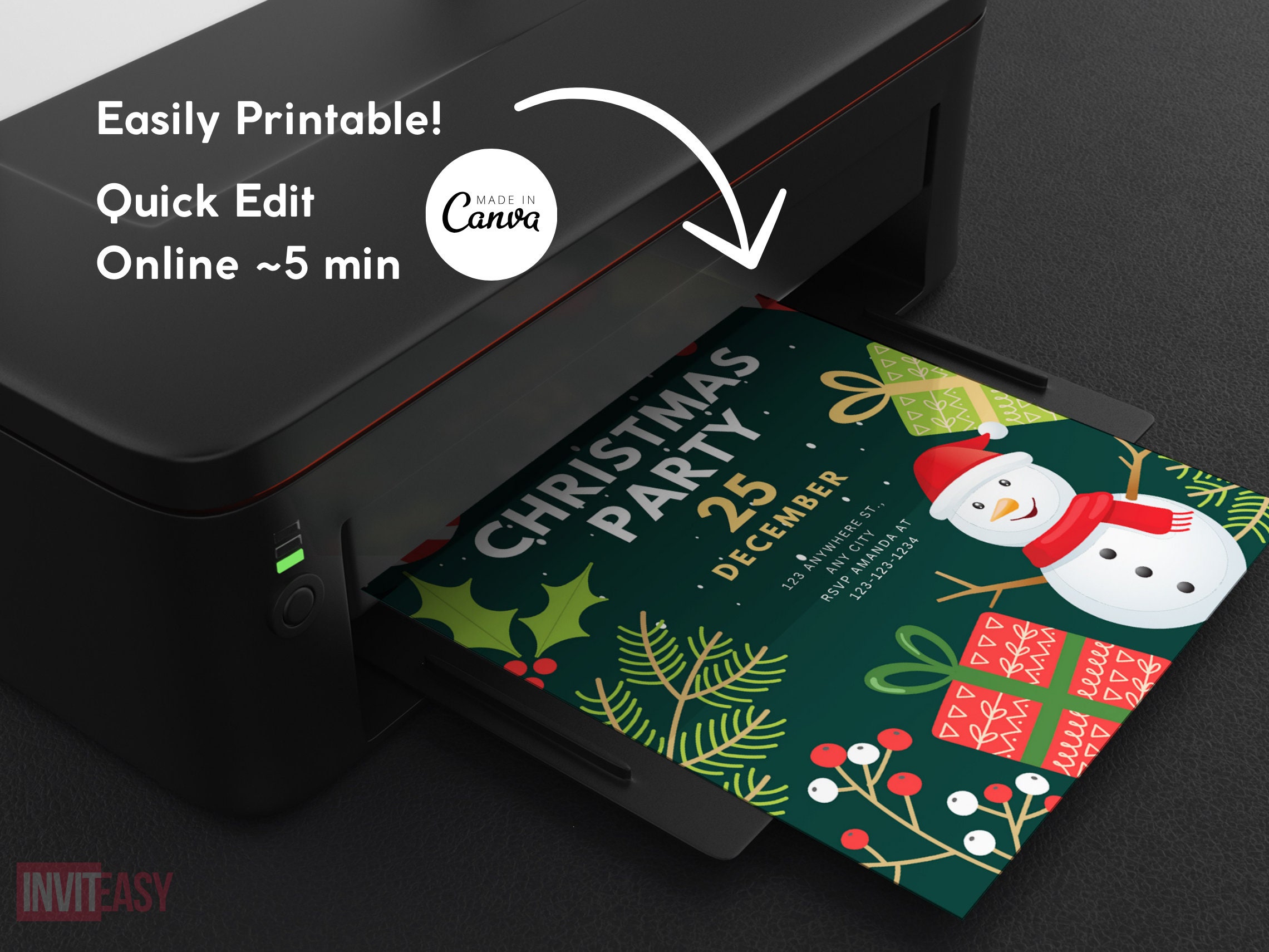 Editable Christmas Party Invitation, Printable Christmas Party Flyer ...