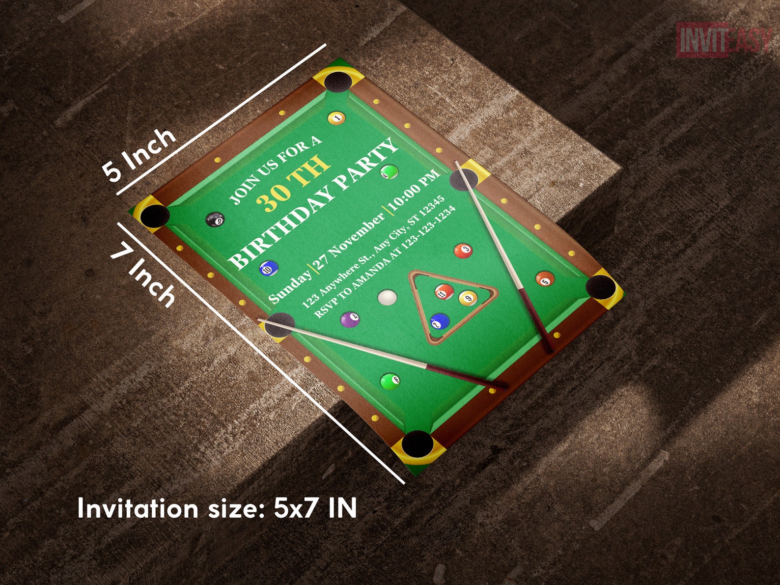 Billiards Birthday Invitation Template, Editable Snooker Birthday ...