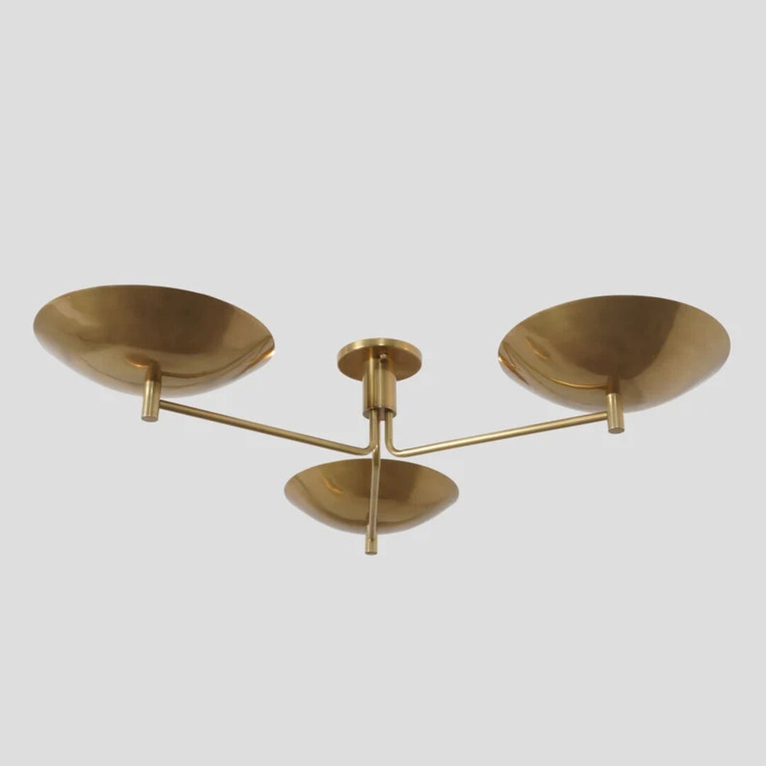 3 Light Arm Flush Mount Brass Sputnik Pendent Light Ceiling Chandelier ...