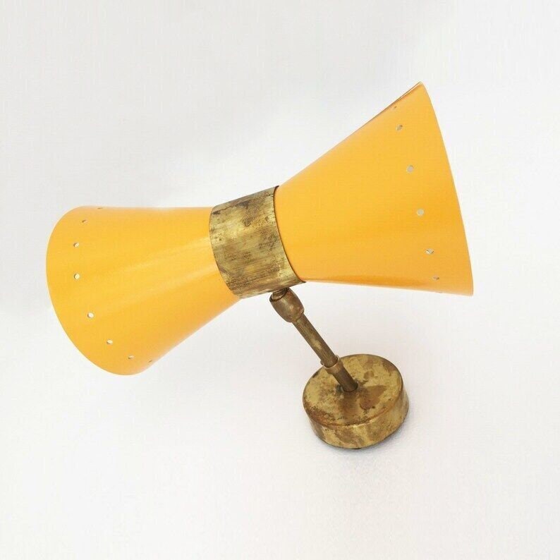 Wall Light Lamp Italian Stilnovo Diablo Yellow in Raw Brass Finish ...
