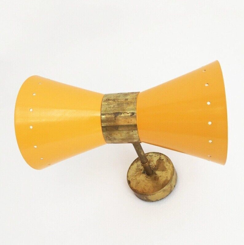Wall Light Lamp Italian Stilnovo Diablo Yellow in Raw Brass Finish ...