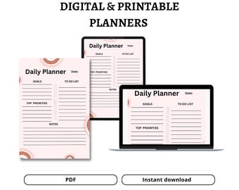 Digital Daily Planner, Printable Daily Planner, Pink Planner, Portrait ...