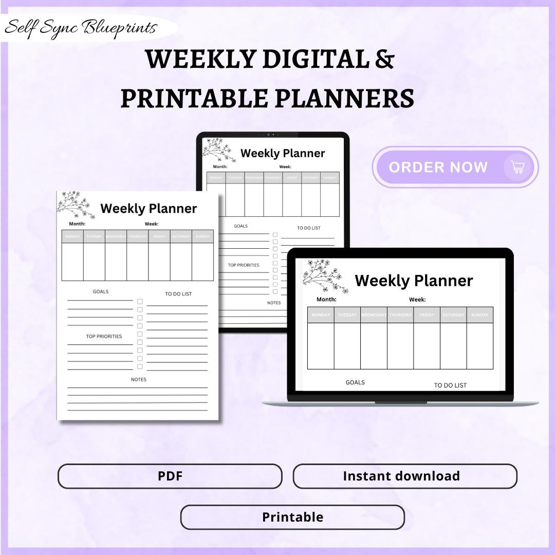 Printable Weekly Planner, Digital Weekly Planner, Easy Planner ...