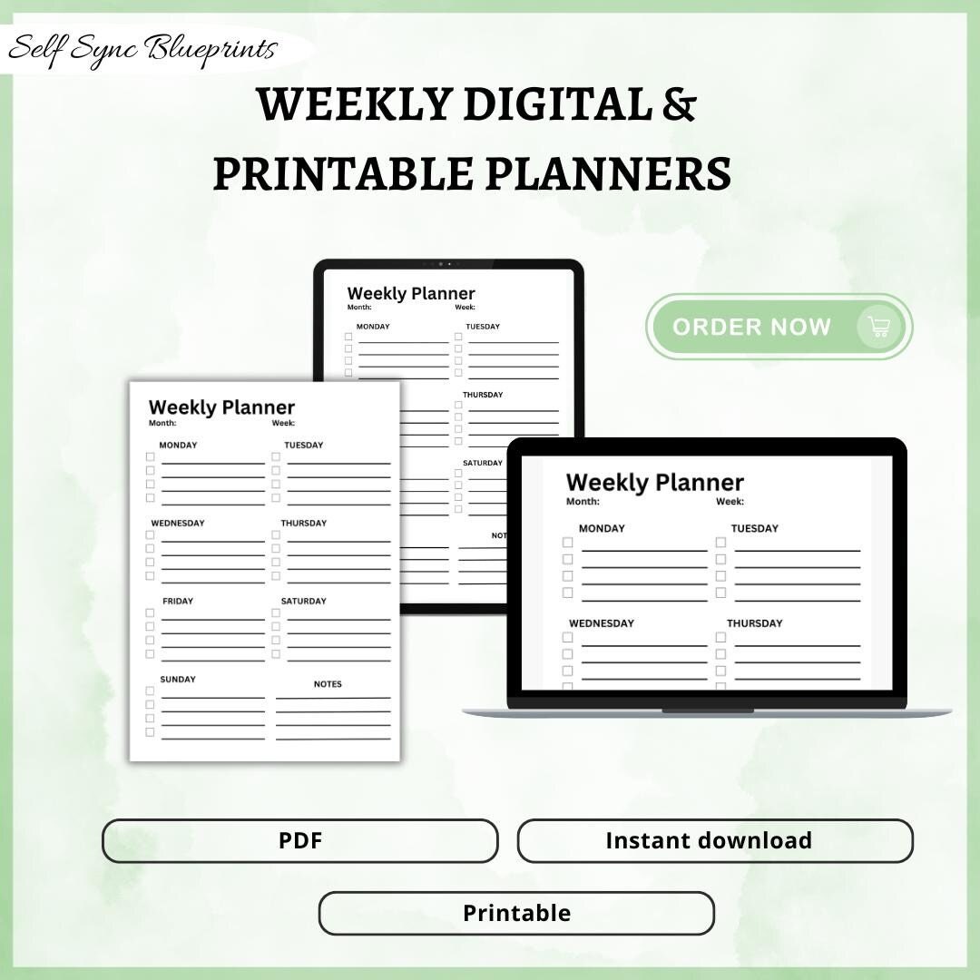 Printable Weekly Planner, Digital Weekly Planner, Easy Planner ...
