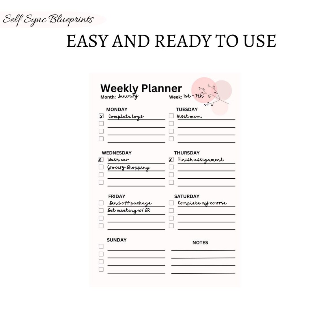 Printable Weekly Planner, Digital Weekly Planner, Easy Planner ...