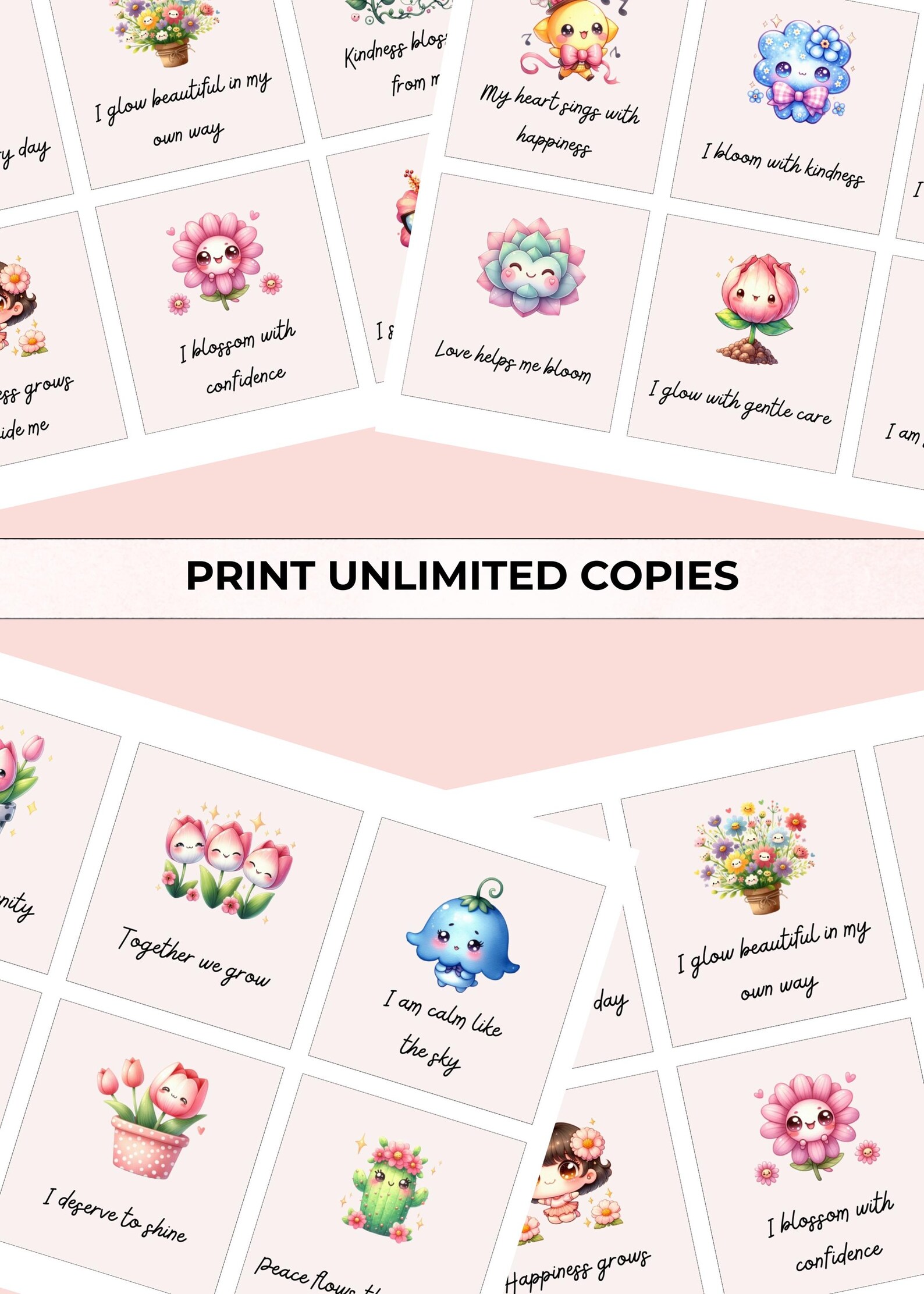 Floral Affirmation Cards for Kids: Positive Printable Deck- Digital ...