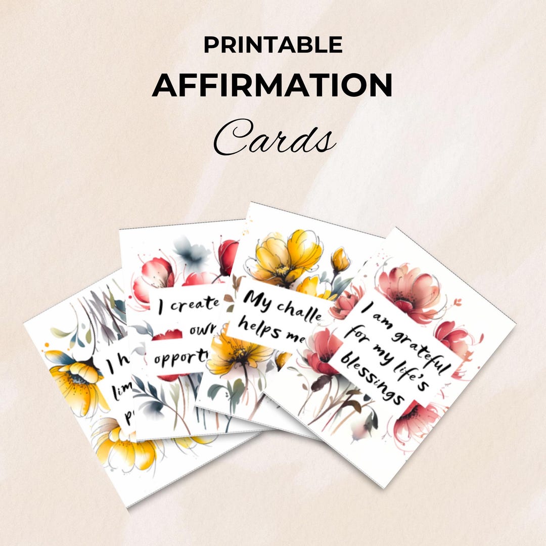 Printable Floral Affirmation Cards - 40 Self-love & Confidence Boosters ...