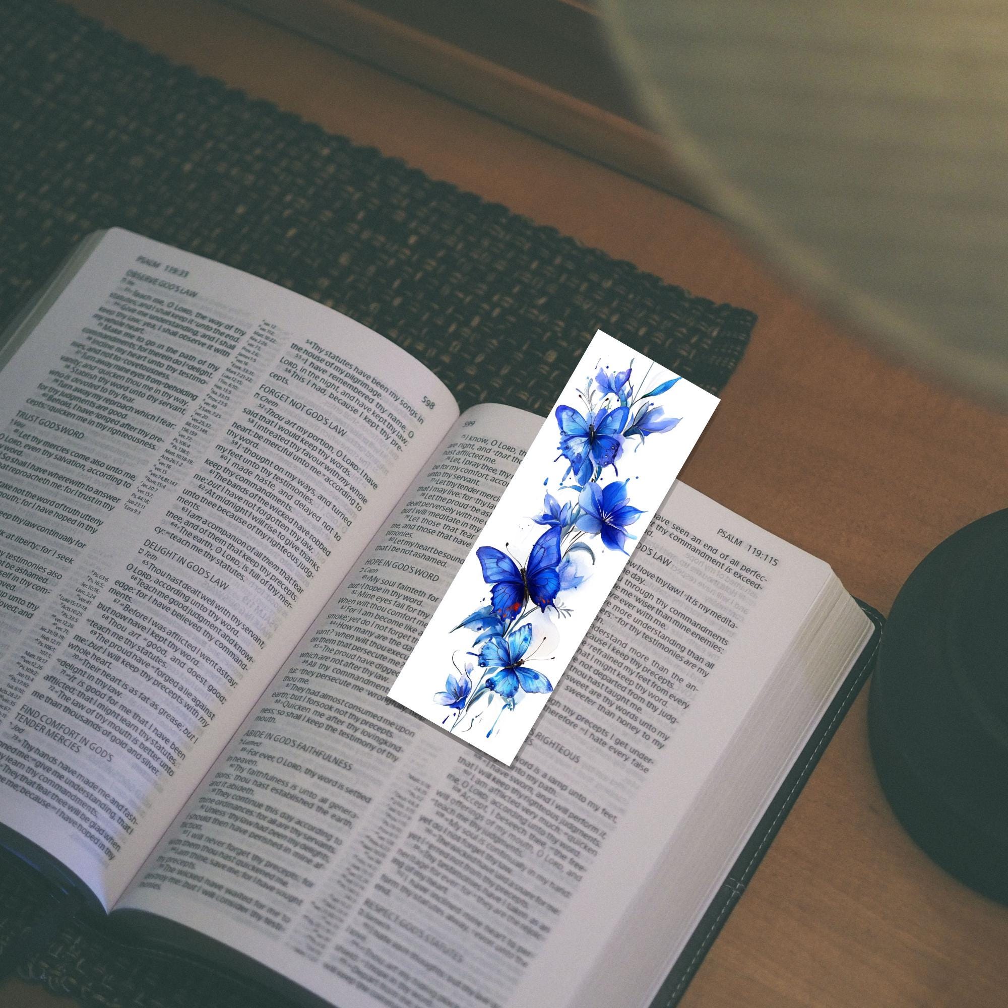 Printable Blue Butterfly Bookmarks: Digital Download Set of 4 for Book ...
