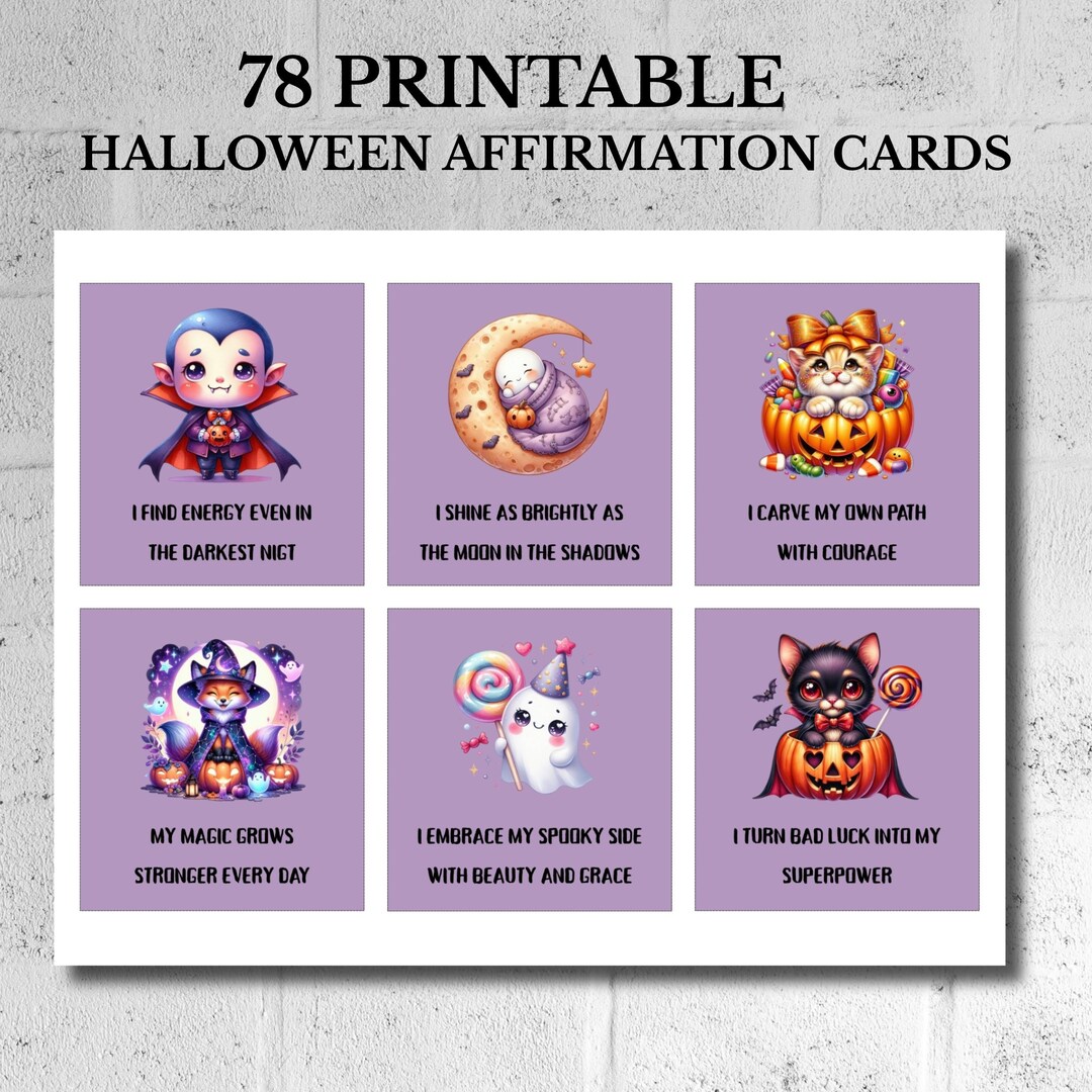 Halloween Positive Affirmation Cards: Digital Download for Kids ...