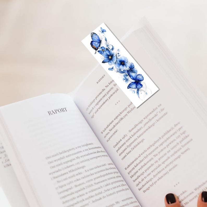 Printable Blue Butterfly Bookmarks: Digital Download Set of 4 for Book ...