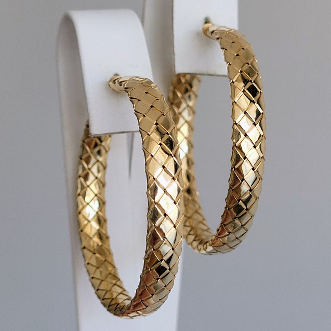 Braided Earrings With a Woven Texture, Hoop Earrings in 925 Sterling ...