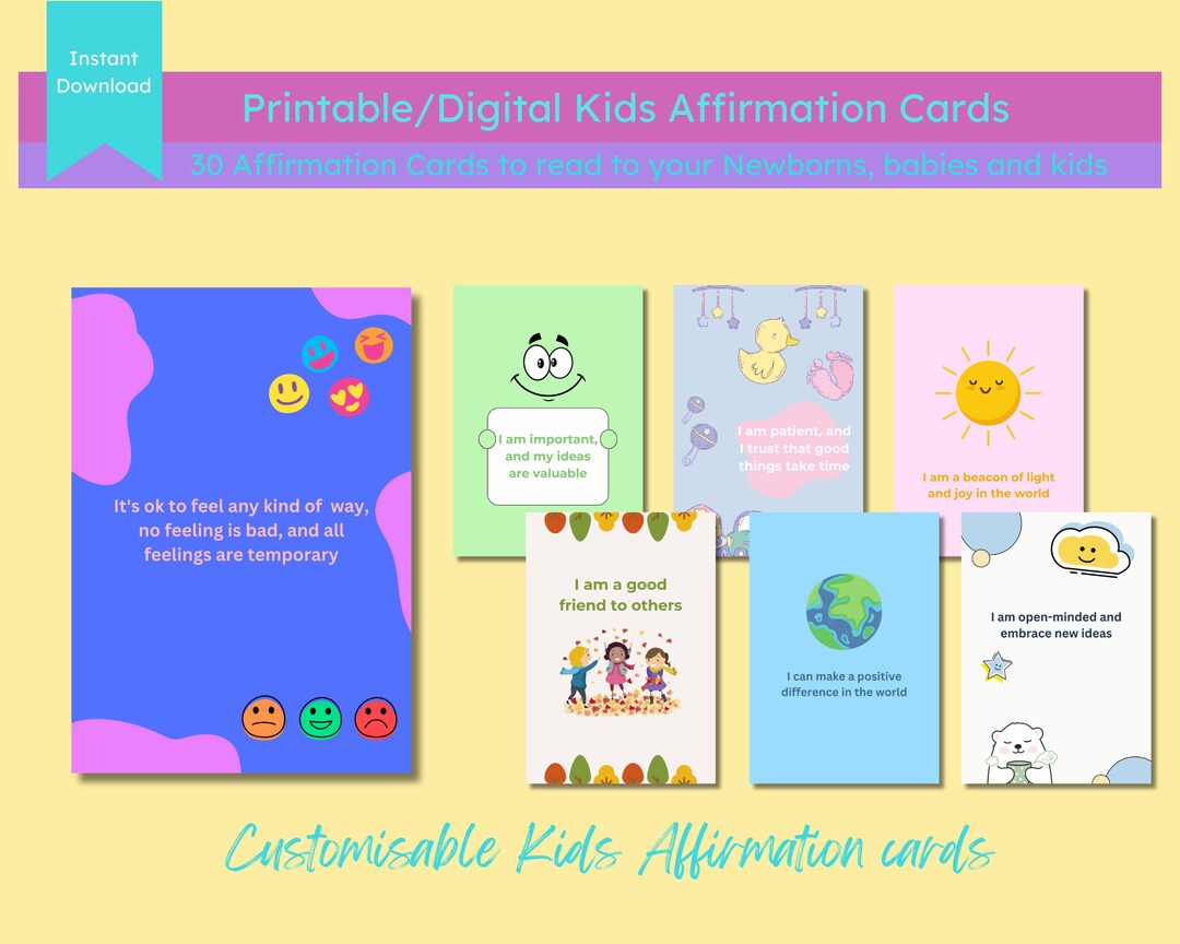 Printable Kids Affirmation Cards, Printable Childrens Affirmations ...