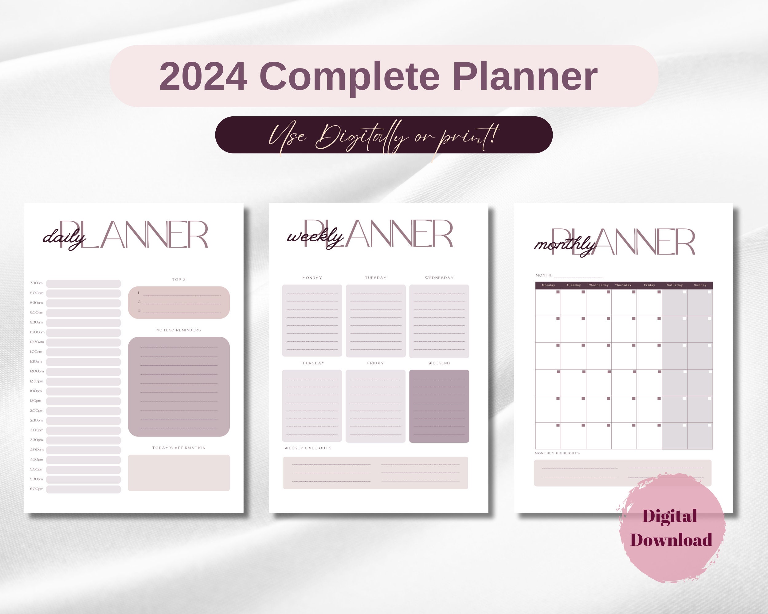 Editable 2024 Planner, Editable Digital Planner, 2024 Digital Planner ...