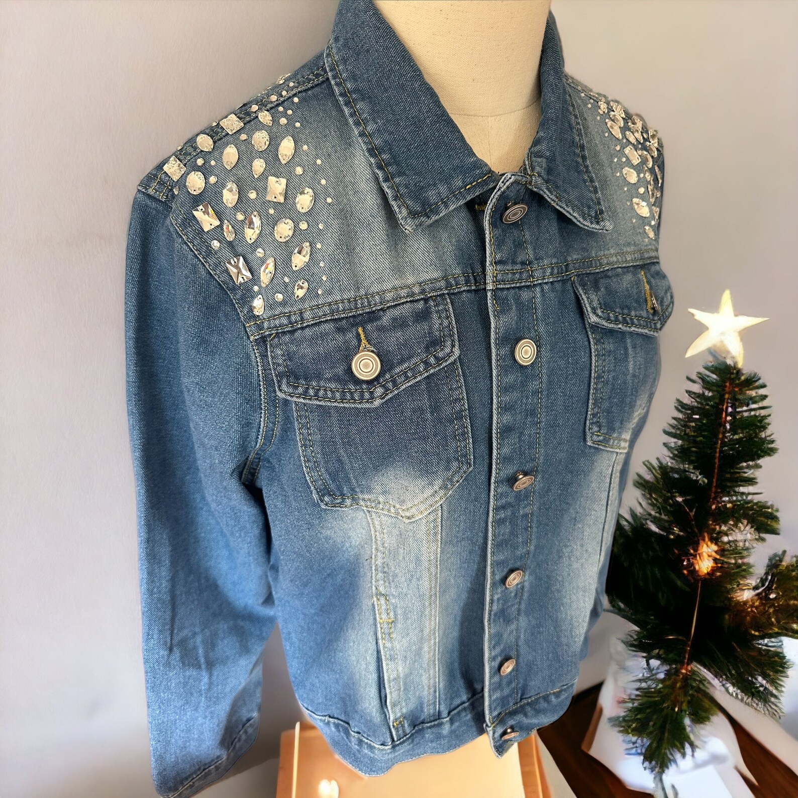 Crystal Denim Jacket - Etsy