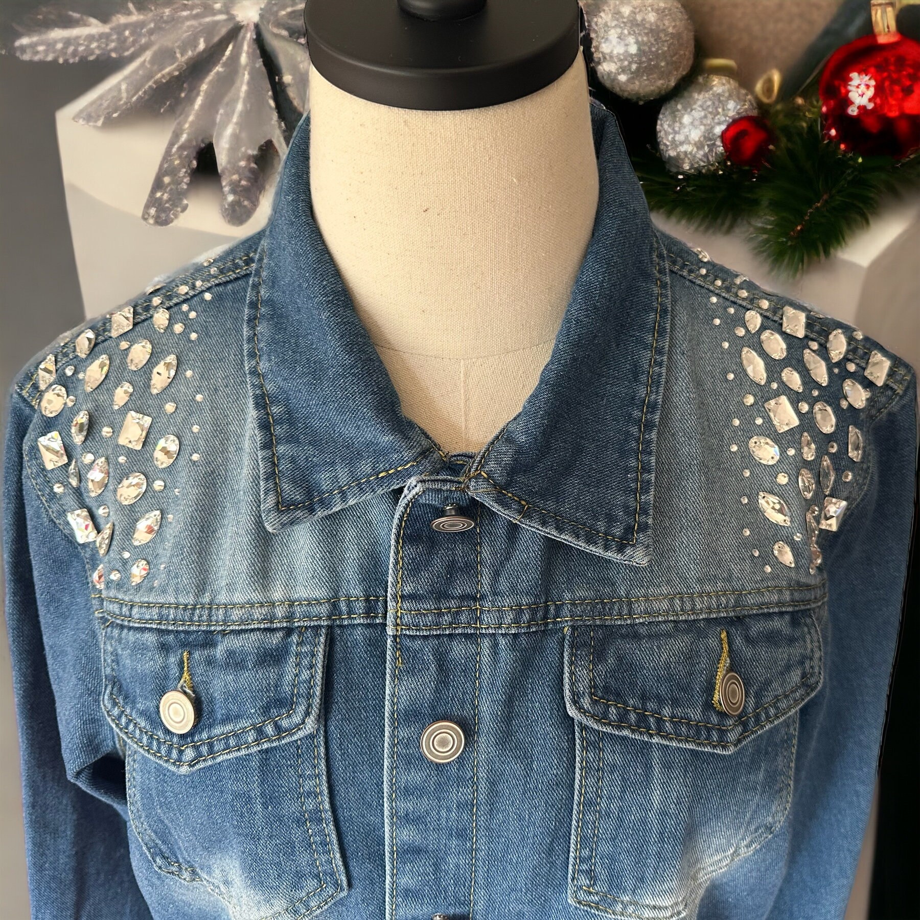 Crystal Denim Jacket - Etsy