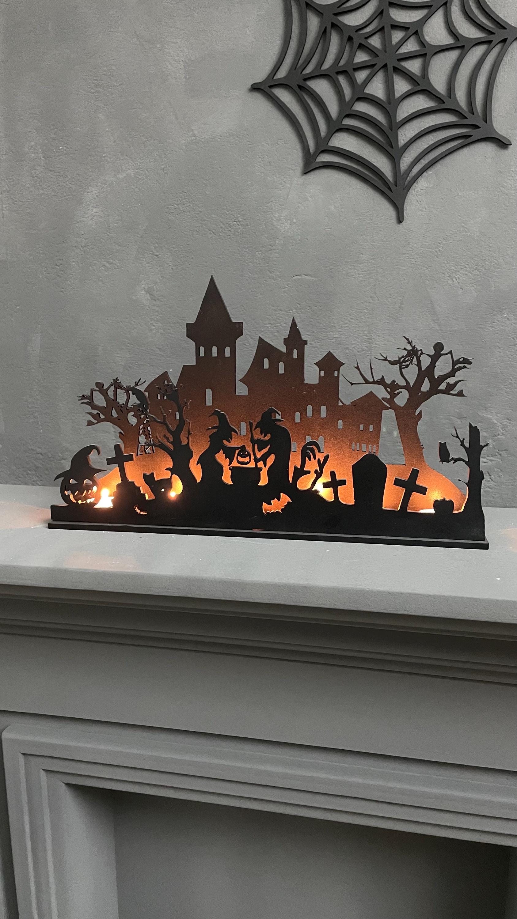 Halloween Silhouette , Haunted House, Spooky Witch Decor, Halloween ...