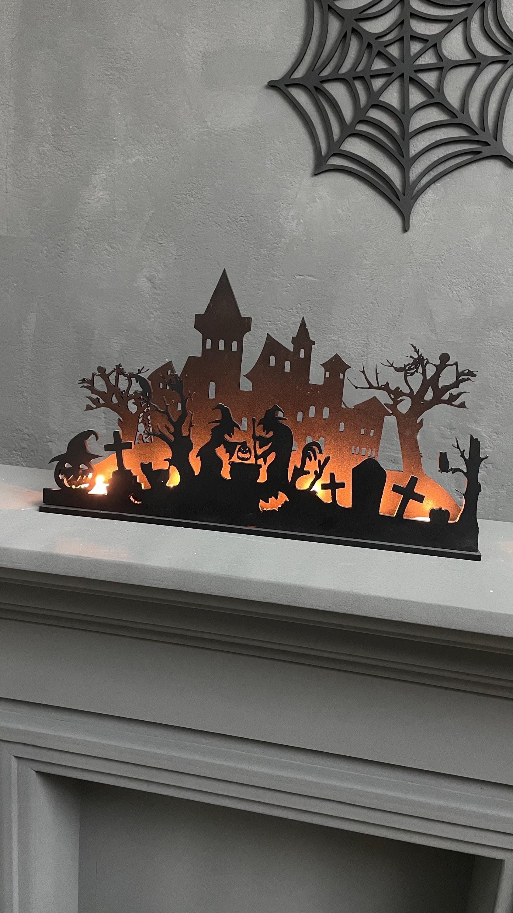 Halloween Silhouette , Haunted House, Spooky Witch Decor, Halloween ...