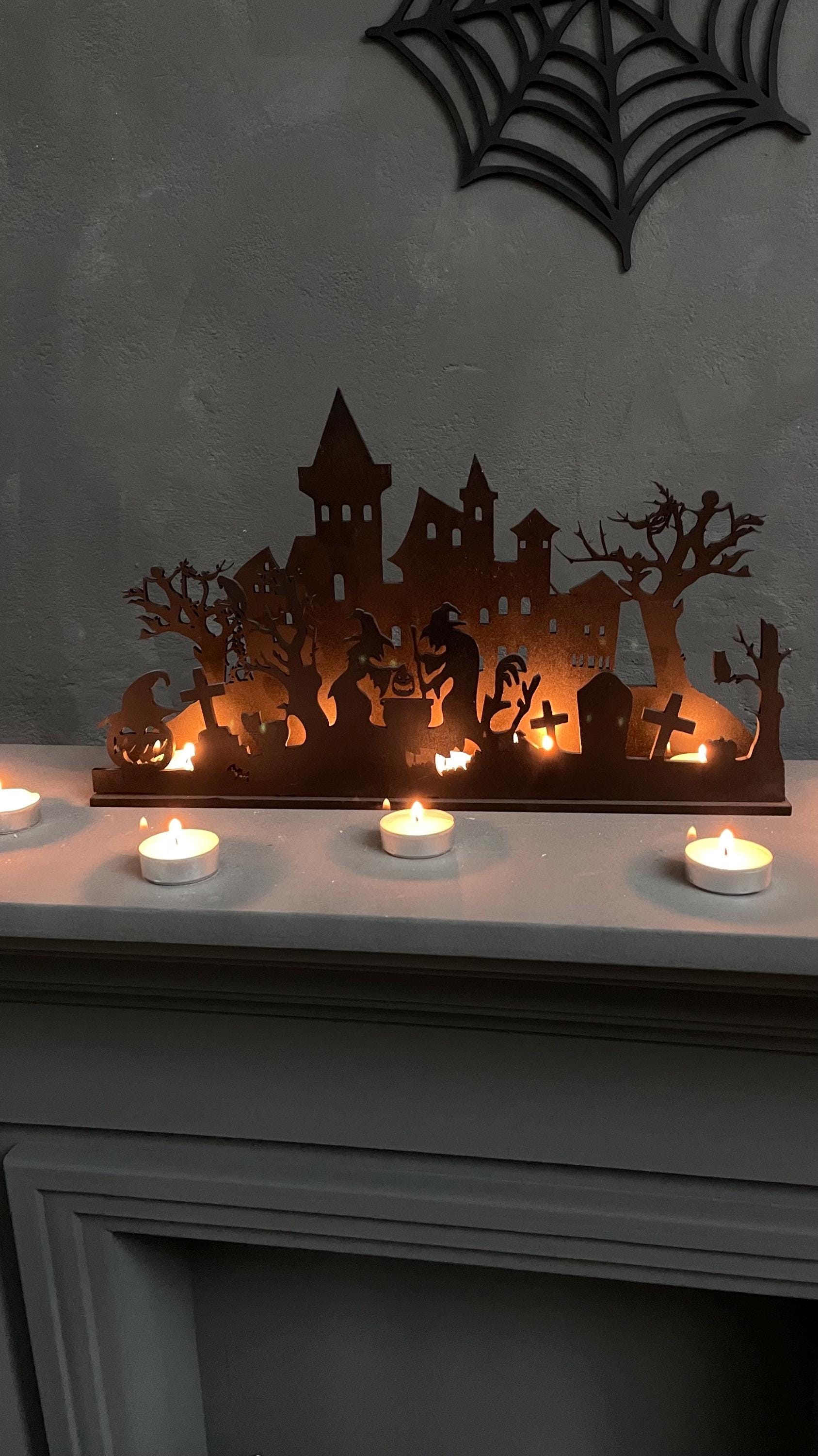 Halloween Silhouette , Haunted House, Spooky Witch Decor, Halloween ...