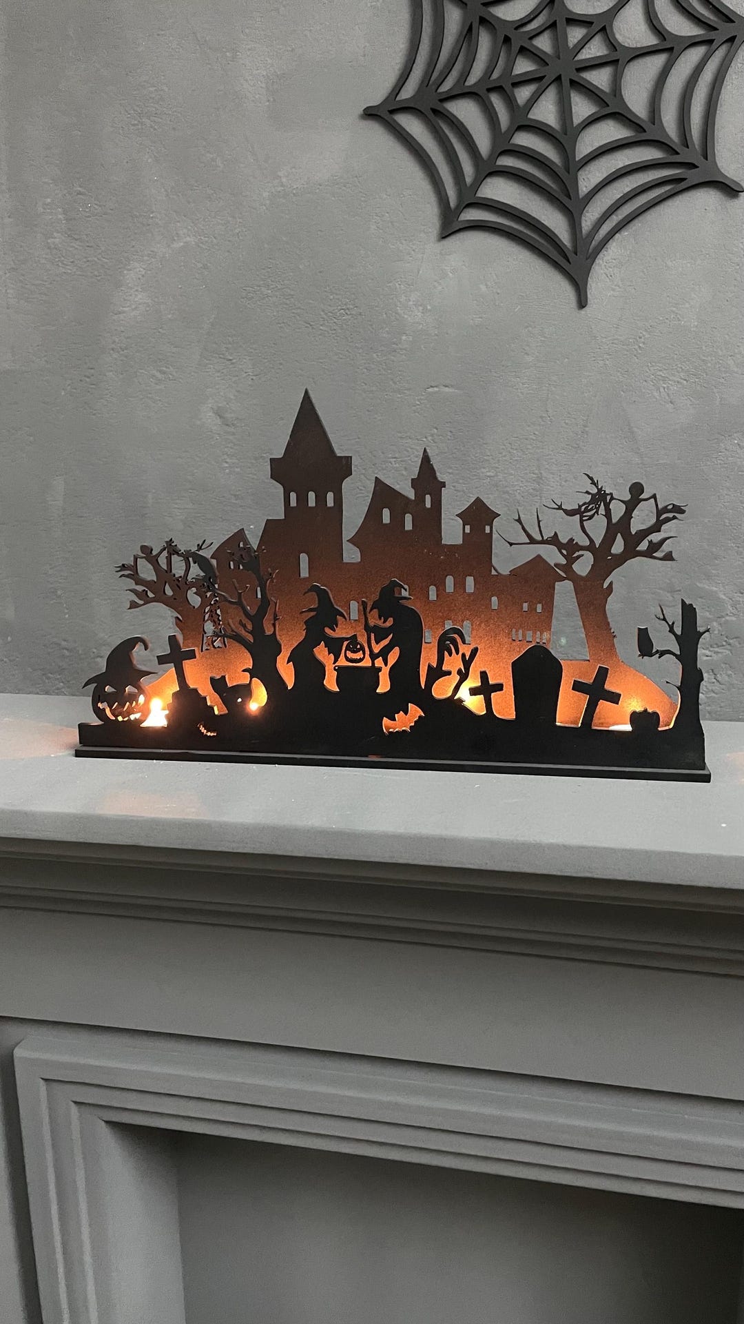 Halloween Silhouette , Haunted House, Spooky Witch Decor, Halloween ...