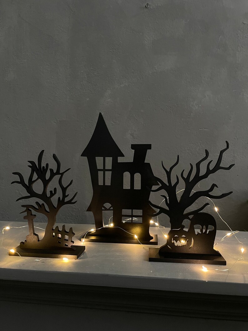 Haunted House, Set of 3 Pcs, Halloween Table Decor, 2d Spooky Halloween ...