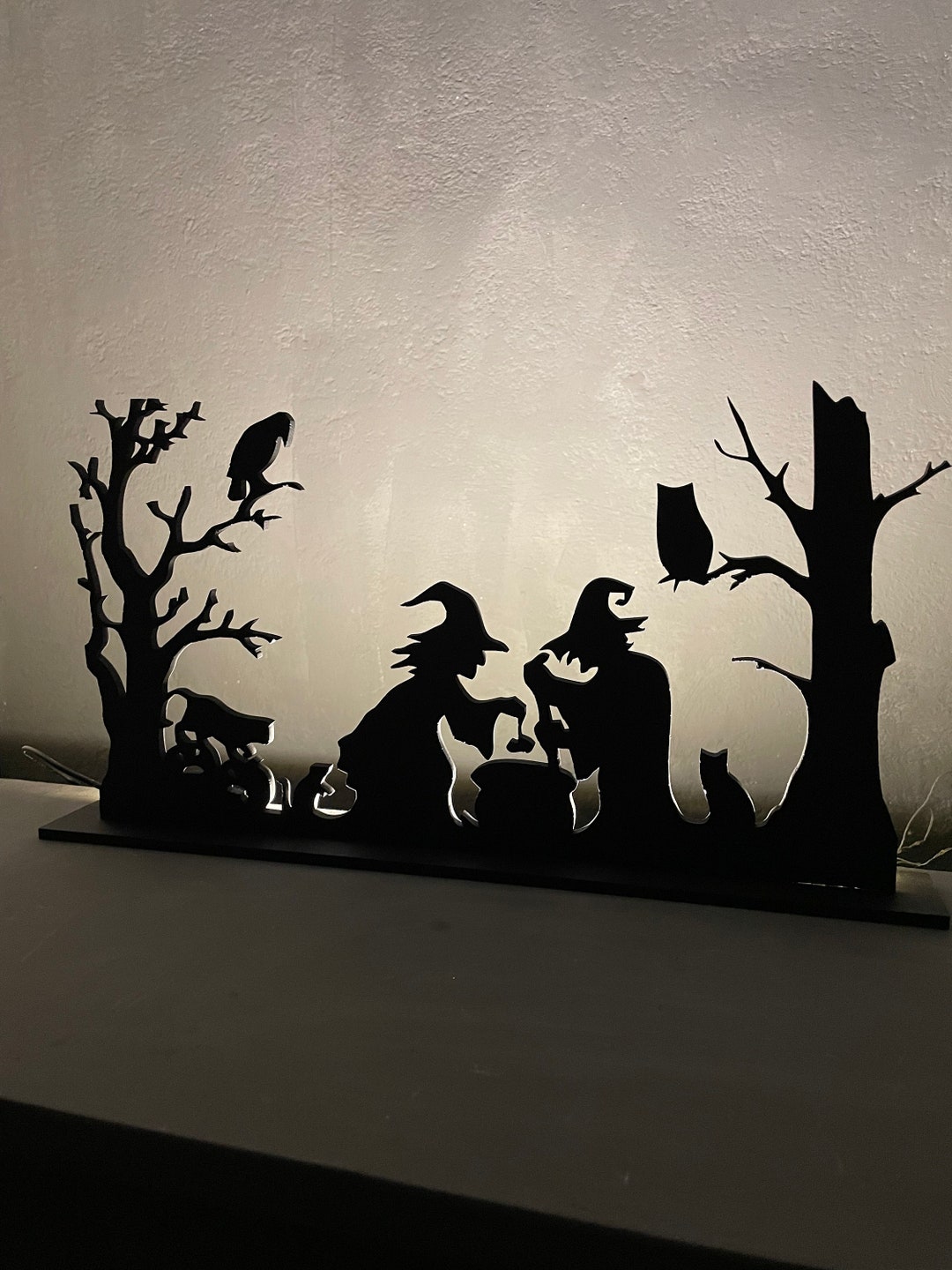 Halloween Witch Silhouette Decor, With Light Usb, Spooky Decor ...