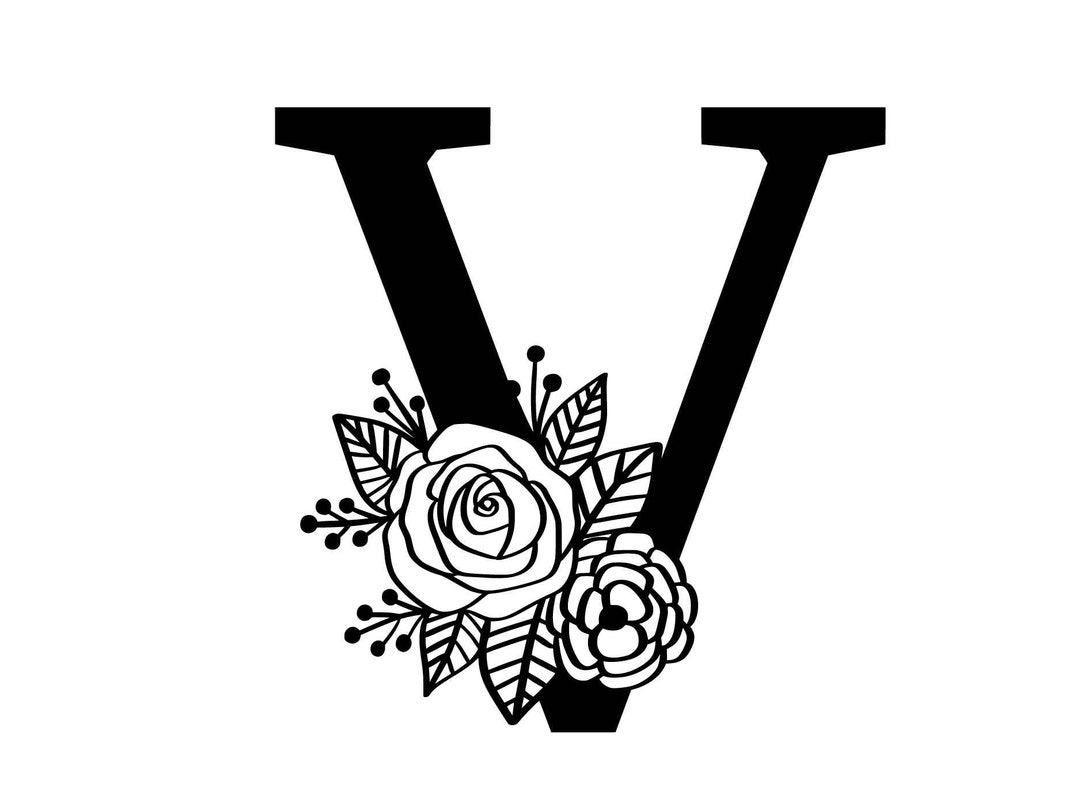 V Floral Alphabet SVG, V Monogram SVG, Monogram SVG, Svg Monogram, V ...