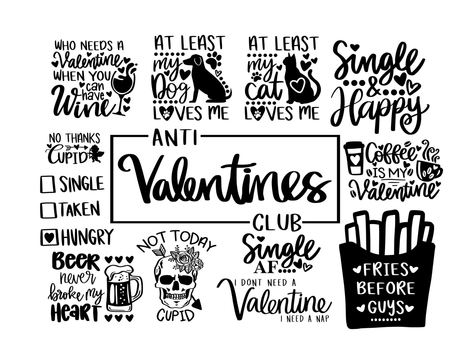 30 Anti-valentine's Day Graphics Bundle Eww Valentine's Day SVG & PNG ...