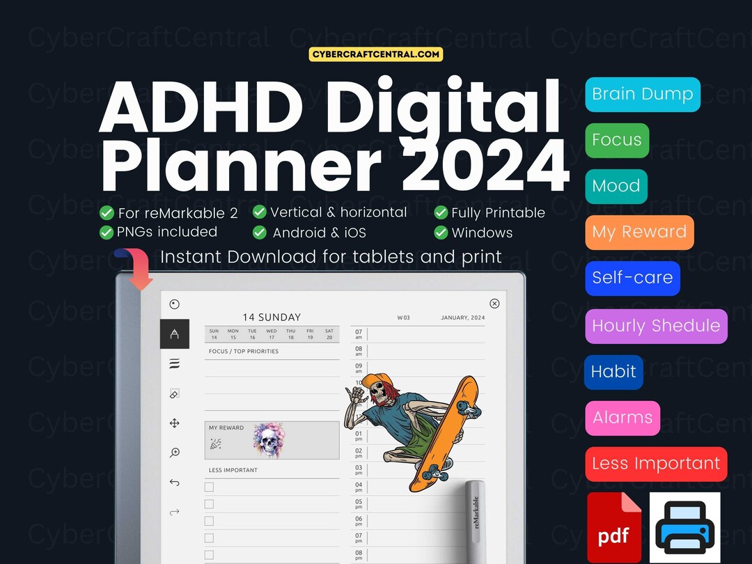 ADHD Digital Planner 2024 Ultimate ADHD Planner PDF for Remarkable 2 ...