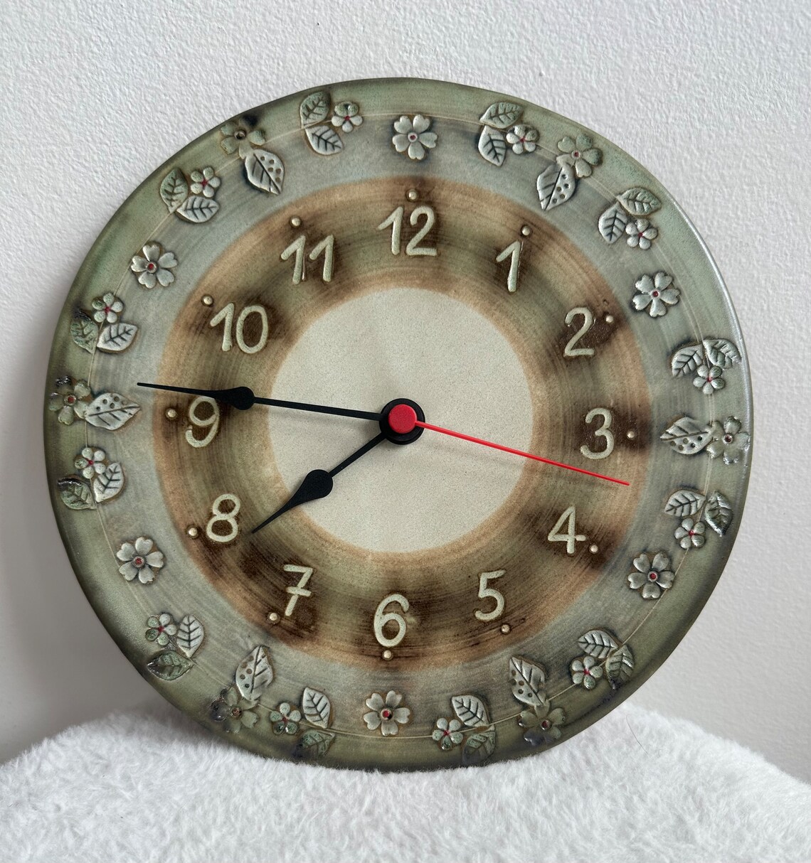 Ceramic Wall Clock Cat, Unique Gift, Home Decor, Handmade Pottery, Art ...