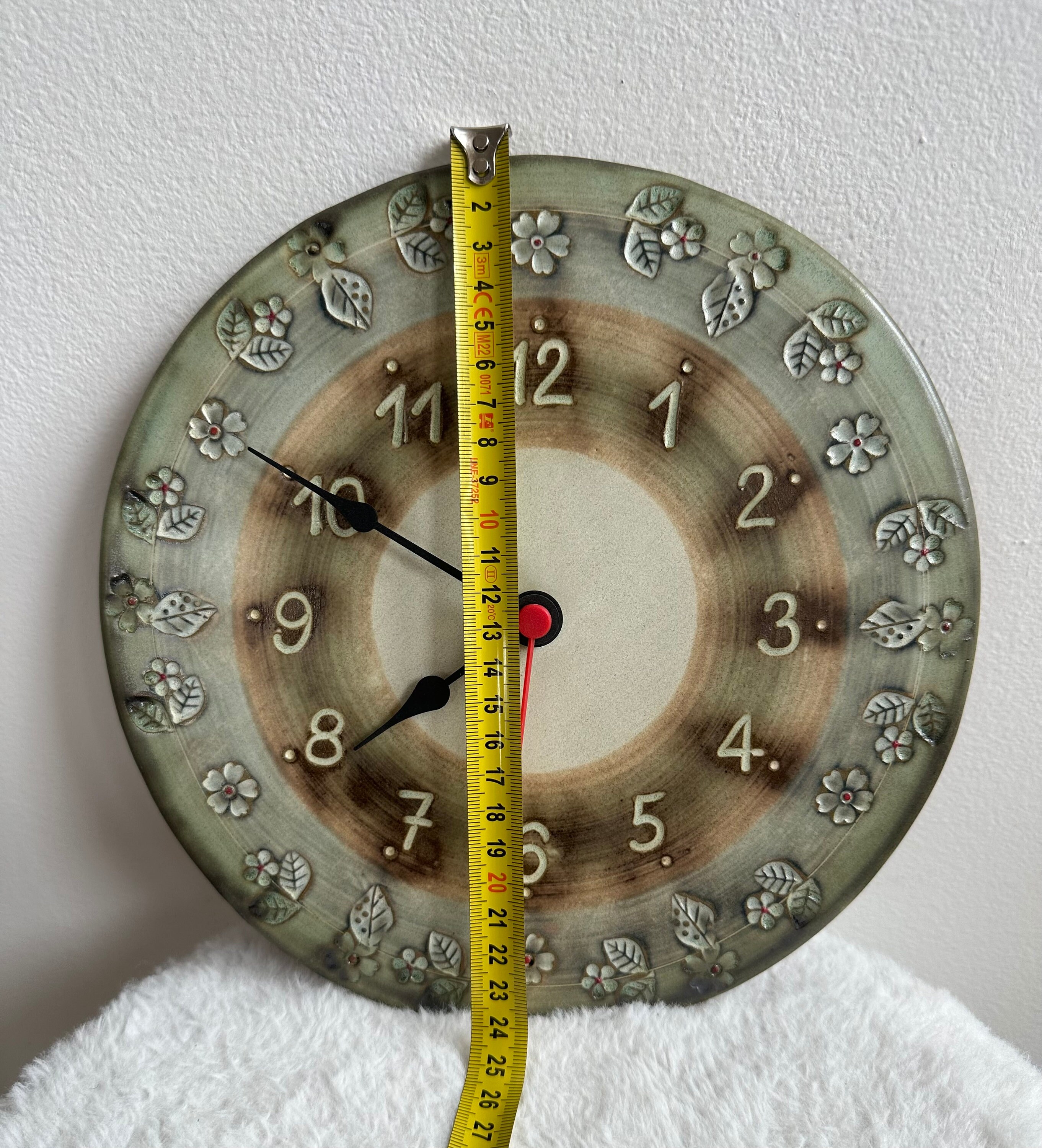 Ceramic Wall Clock Cat, Unique Gift, Home Decor, Handmade Pottery, Art ...