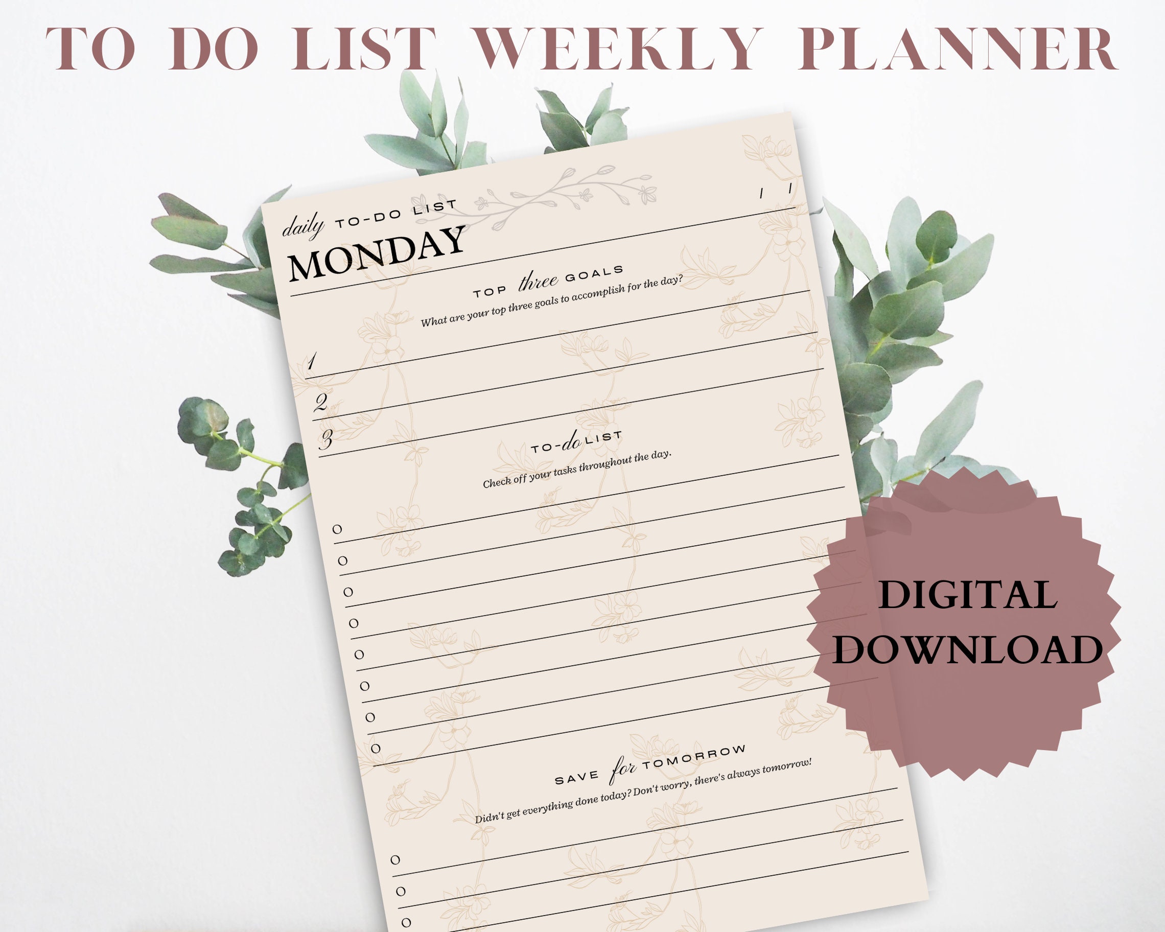 Digital Weekly Planner, Printable Weekly Planner, To-do List, Pretty ...