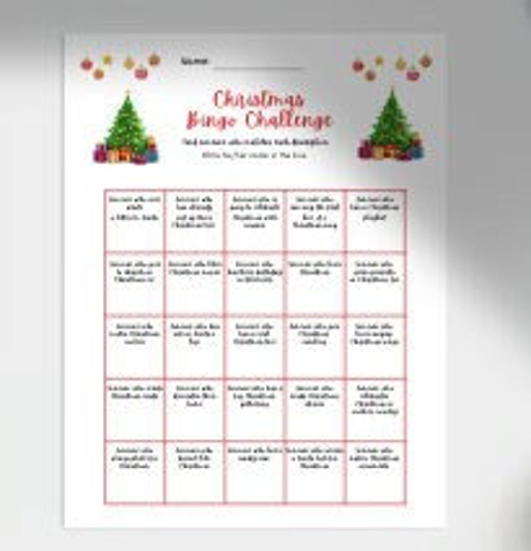 Holiday/christmas Bingo Challenge Game - Etsy