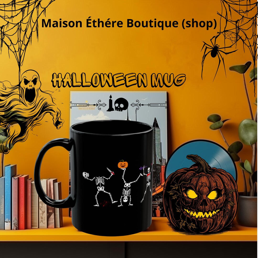 Halloween Hair Stylist Skeleton Black Mug, Spooky Salon Coffee Cup ...