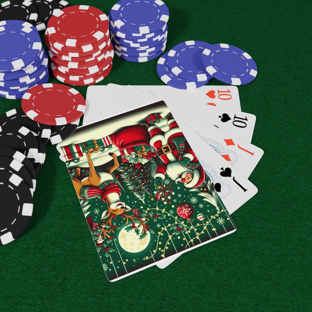 Santa and Reindeer Christmas Poker Playing Cards | Holiday Deck - Etsy