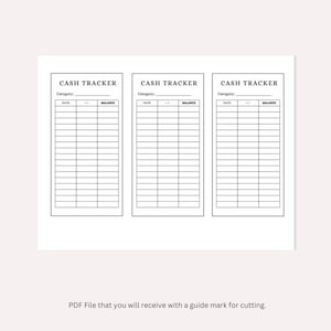 Cash Tracker Inserts Printable A6 Cash Tracker for Cash Envelopes Cash ...
