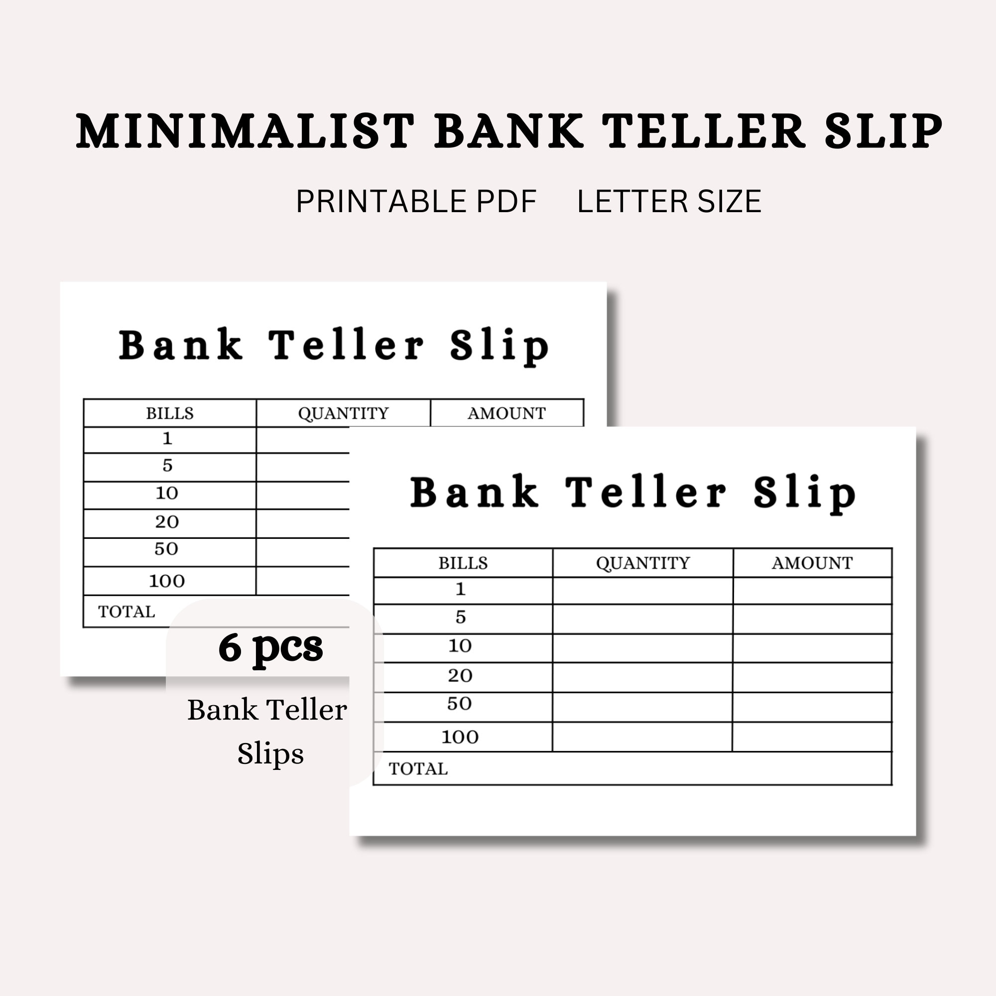 Cash Breakdown Card Printable,cash Breakdown,bank Teller,teller Slip ...