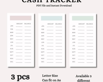 Printable Cash Tracker A6 Cash Envelope Printable Inserts Cash Stuffing ...