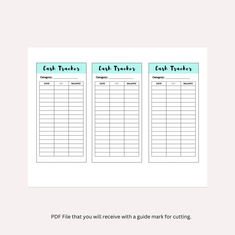 Cash Tracker Inserts Printable A6 Cash Tracker Pastel Cash Tracker ...