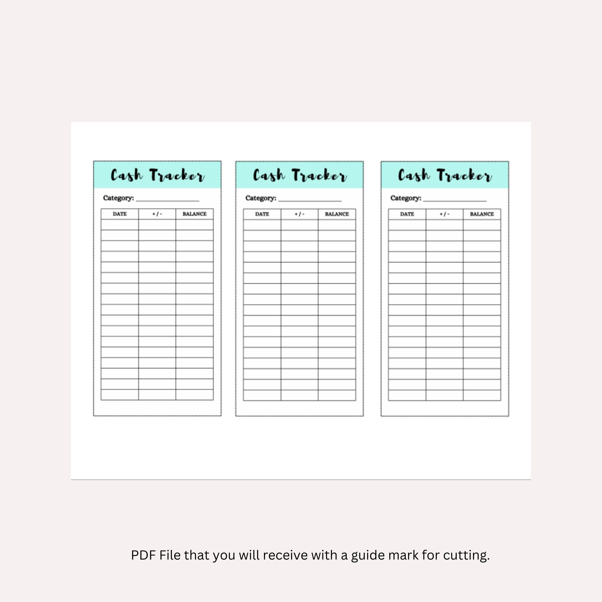 Cash Tracker Inserts Printable A6 Cash Tracker Pastel Cash Tracker ...