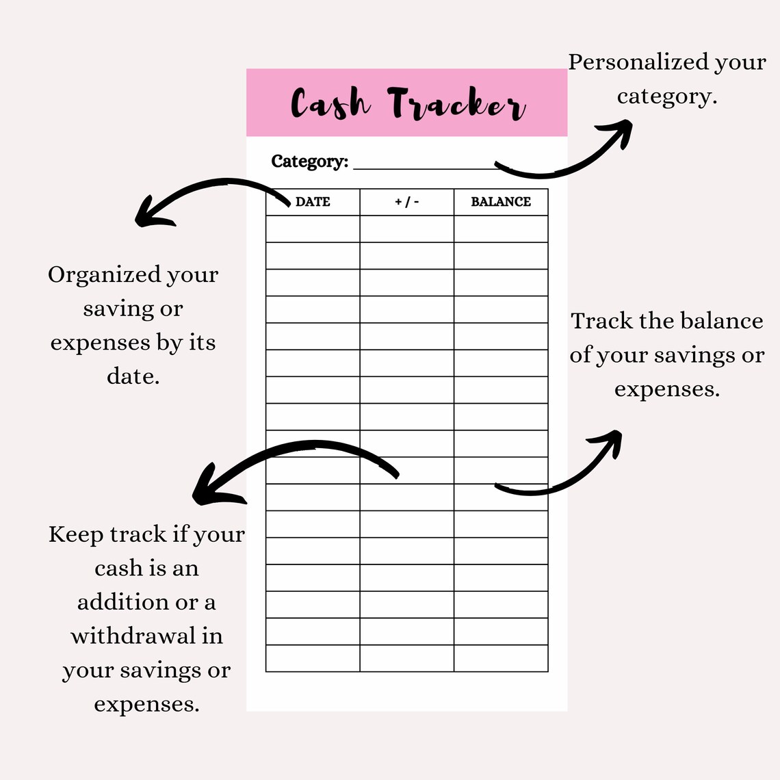 Cash Tracker Inserts Printable A6 Cash Tracker Pastel Cash Tracker ...