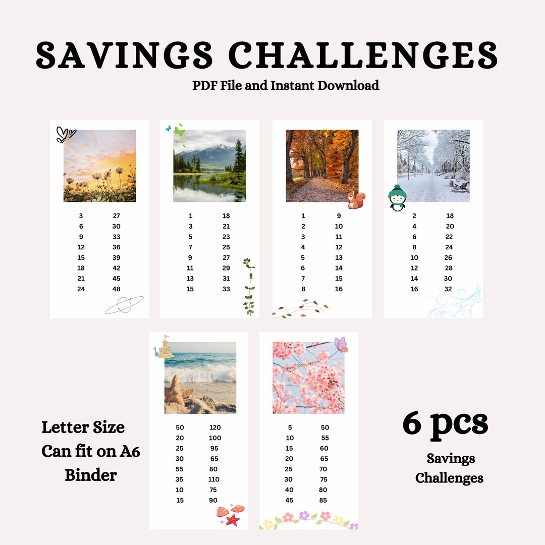 A6 Savings Challenges Printable Monthly Savings Challenges Minis Saving ...